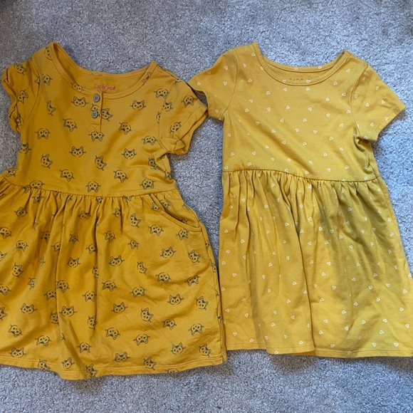 Cat & Jack | Dresses | Nwot Bundle Of Two Cat Jack Yellow Cat Dresses ...